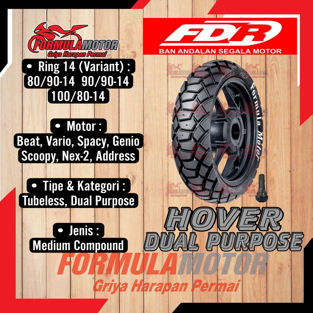 Jual Ban FDR Hover Ultimate Dual Purpose Tubeless - Ban Motor Matic Ring 14 Tubles (Pilih Ukuran ...
