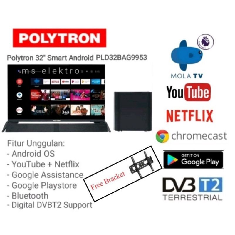 Jual TV LED 32 inch Polytron Smart Android Cinemax Soundbar PLD 32BAG9953 | Shopee Indonesia