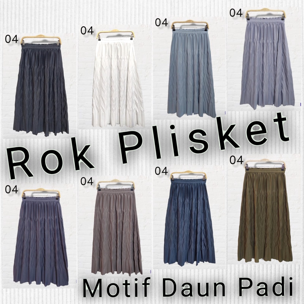 Jual ROK PLISKET MOTIF DAUN PADI / PLEATED SKIRT MOTIF DAUN PADI BAHAN HYGET SUPER / KOREAN ...