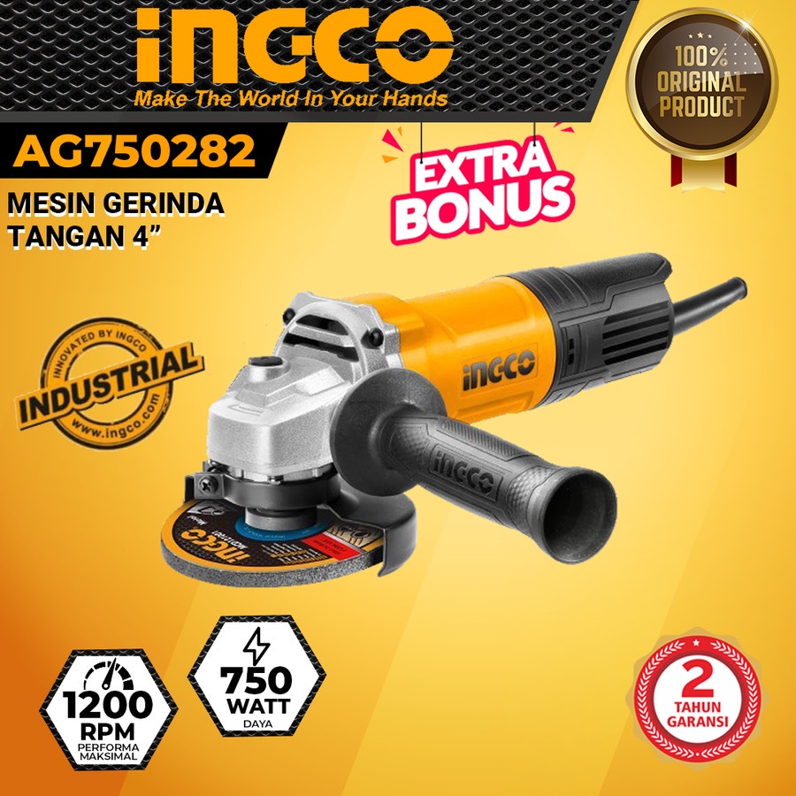 Jual Mesin Gerinda Tangan Listrik INGCO AG750282 4inch Electric Angle ...