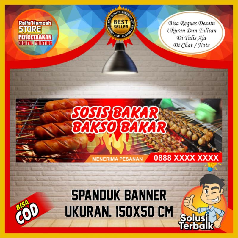 Jual Spanduk Sosis Bakar dan Bakso Bakar, Banner Sosis Bakar dan Bakso ...