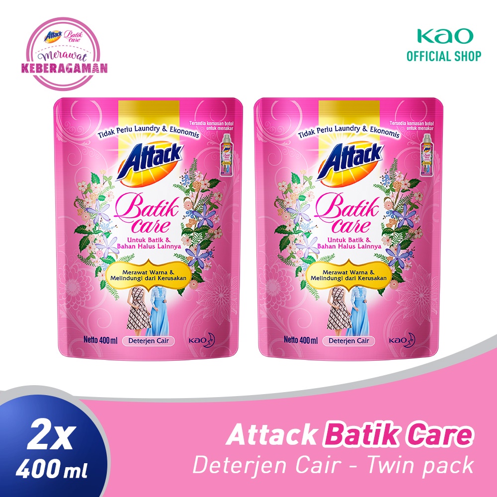Jual Attack Deterjen Cair Batik Care Pouch 400ml Twin Pack - Sabun Cuci ...