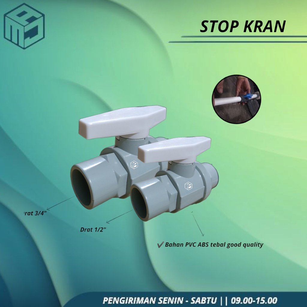 Jual Stop Kran PVC Ball Valve Kran Air Pipa Pengatur Aliran Air Tebal ...