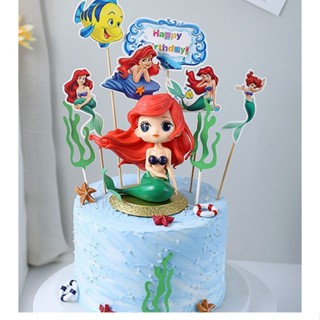 Jual Topper Cake Desain Mermaid Rumput Laut Ikan Hiu Ekor Peti Harta ...