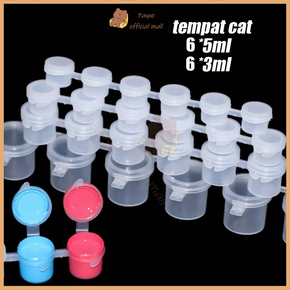 Jual Payoe Pot Cat Plastik Renteng 6x5ml dan 6x3ml Tabung Tempat Cat ...