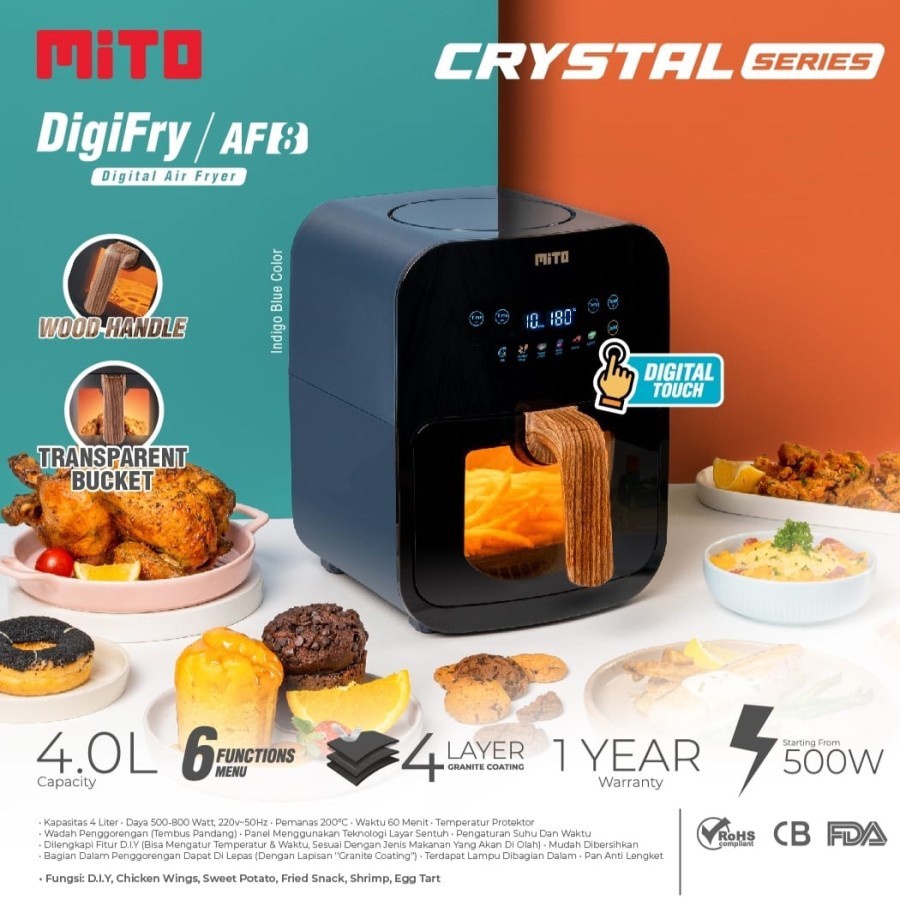Jual Mito Air Fryer Diry Af8 Af 8 Af 8 Crystal Series Shopee Indonesia