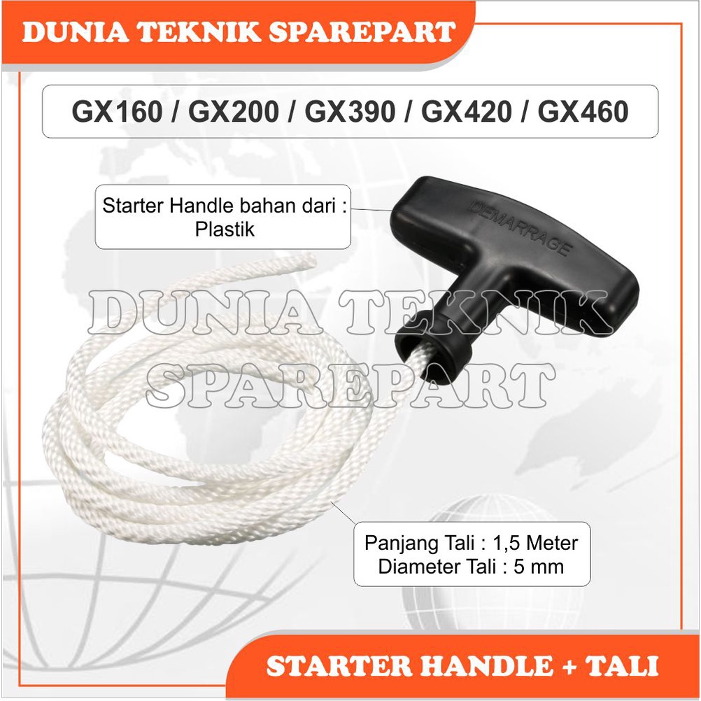 Jual STARTER HANDLE + TALI / GRIP + TALI / STARTER TARIKAN GENSET / STARTER GRIP SET ASSY 5 MM ...