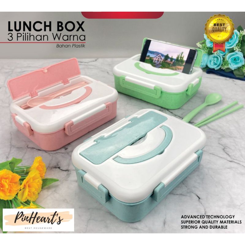 Jual LUNCH BOX SEGI SEKAT 3 DENGAN SENDOK DAN GARPU / KOTAK MAKAN BEKAL ANAK | KOTAK NASI ...