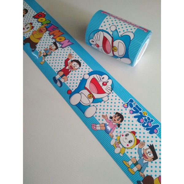 Jual Wallpaper list Border UK 10 cm x 5 meter. Motif Doraemon biru ...