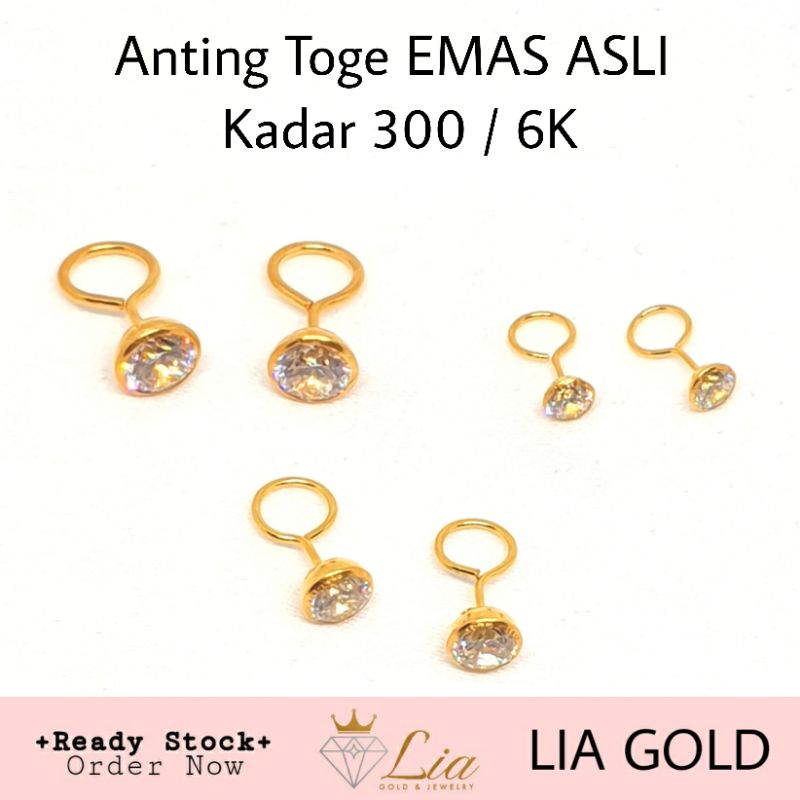 Jual Anting Toge EMAS ASLI Kadar 300 / 6K ( TOKO MAS LIA GOLD BEKASI ) | Shopee Indonesia
