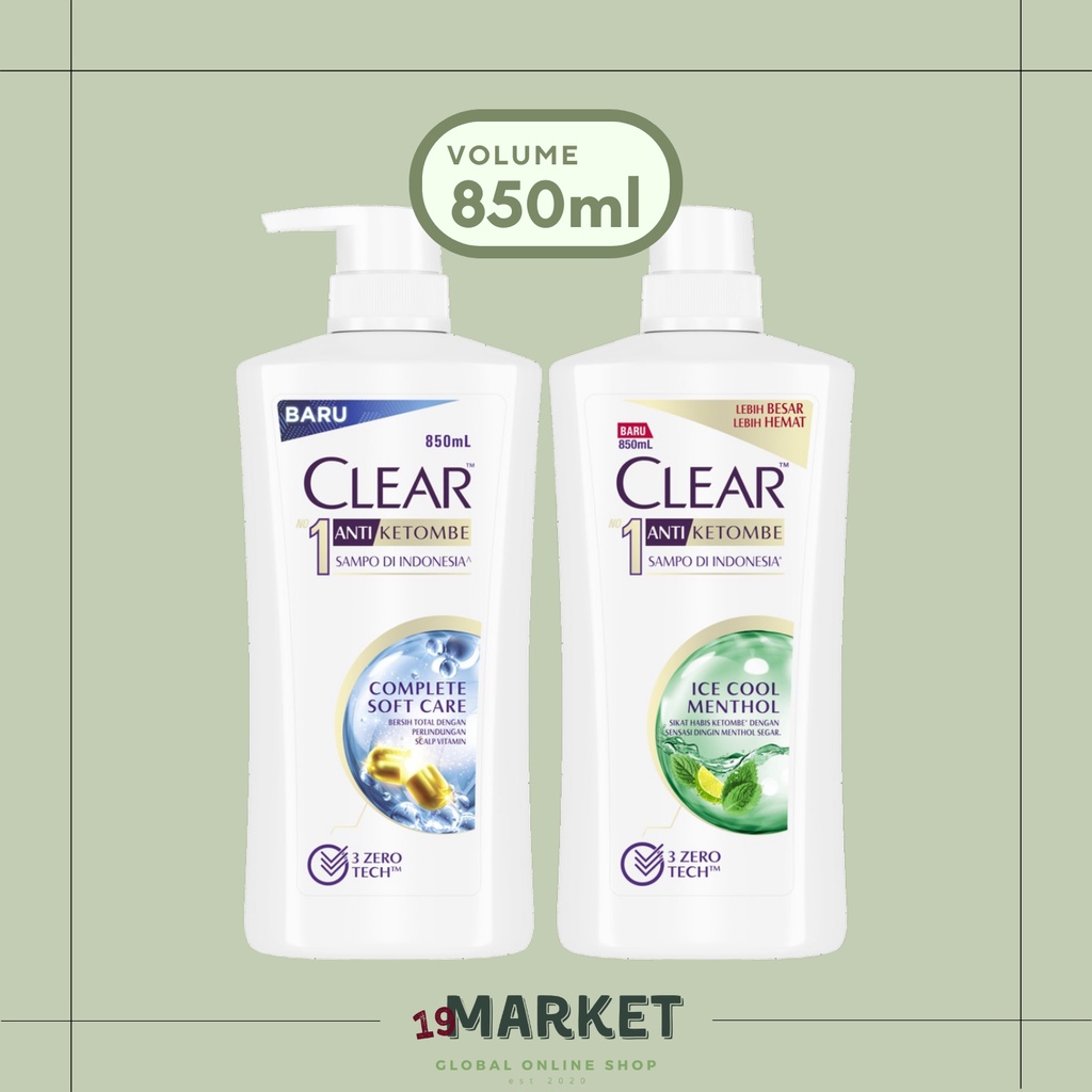 Jual Clear Sampo Anti Ketombe Dandruff Shampoo Shampoo Ice Cool Menthol Complete Soft 850ml ...