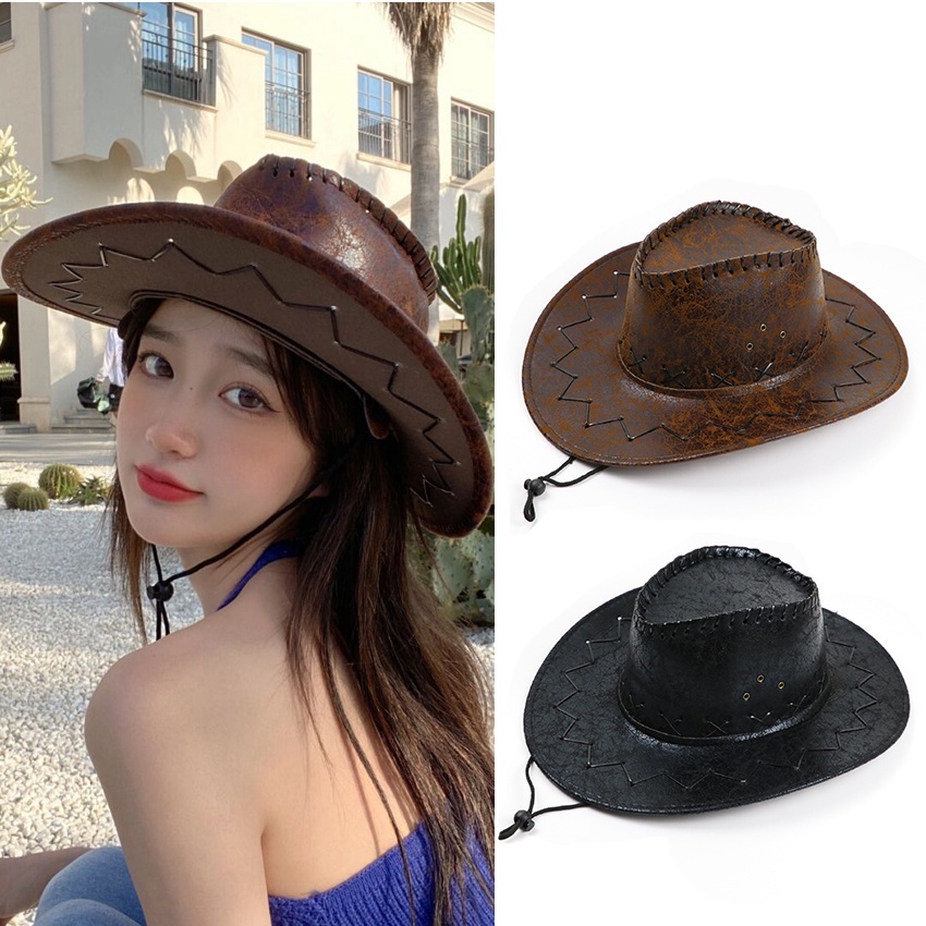 Jual Topi Coboy Bahan Topi Koboy Retakan Topi Koboi Barat Retro yang ...