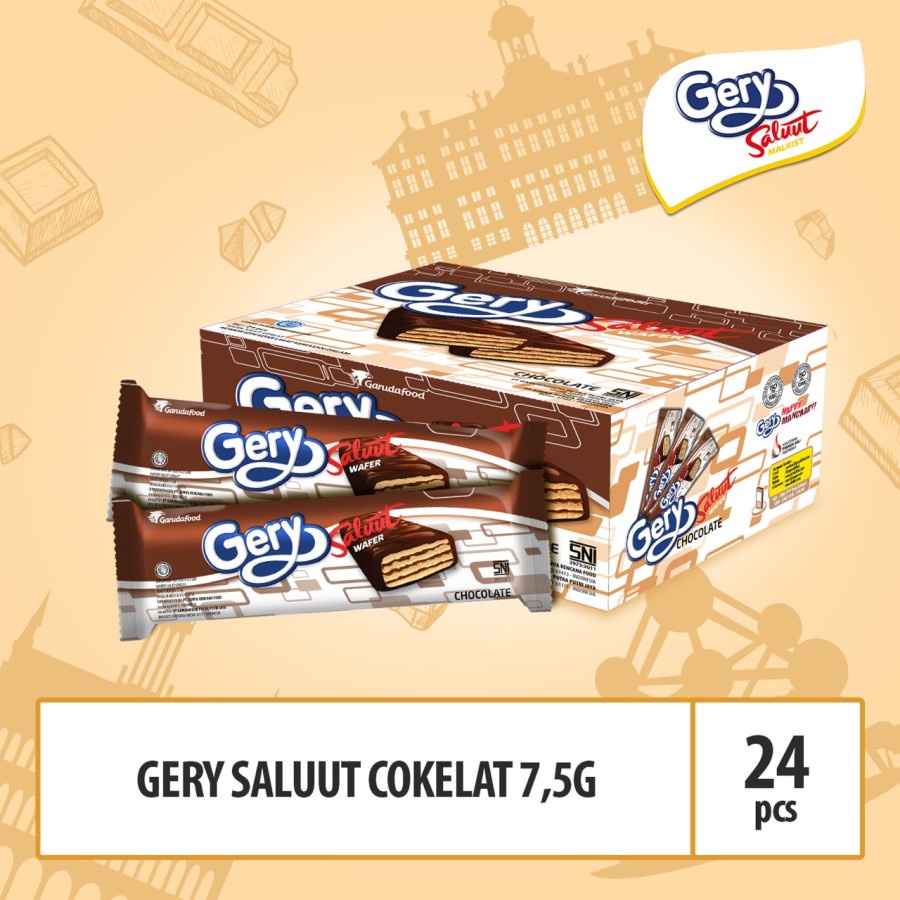 Jual CHOCOLATE WAFER SALUT GERY SALUUT COKLAT 7,5GR x 24PCS | Shopee ...