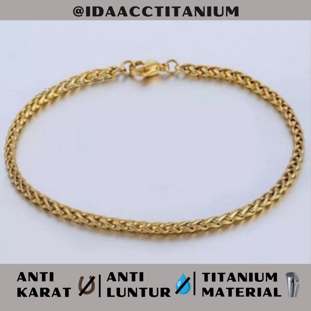 Jual Gelang Titanium pria wanita Warna gold emas elegan anti karat 100% ...