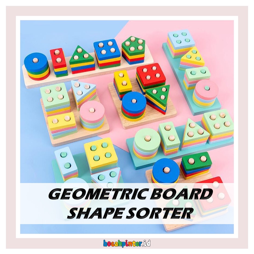 Jual Rectangle Geometric Board Geo Shape Sorter | Papan Edukasi Belajar ...