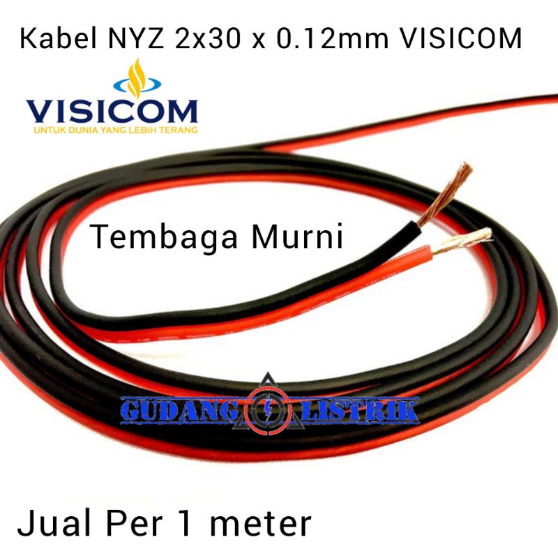 Jual Kabel Serabut NYZ 2 Jalur 2x20 0.12mm VISICOM Tembaga Murni Permeter | Shopee Indonesia