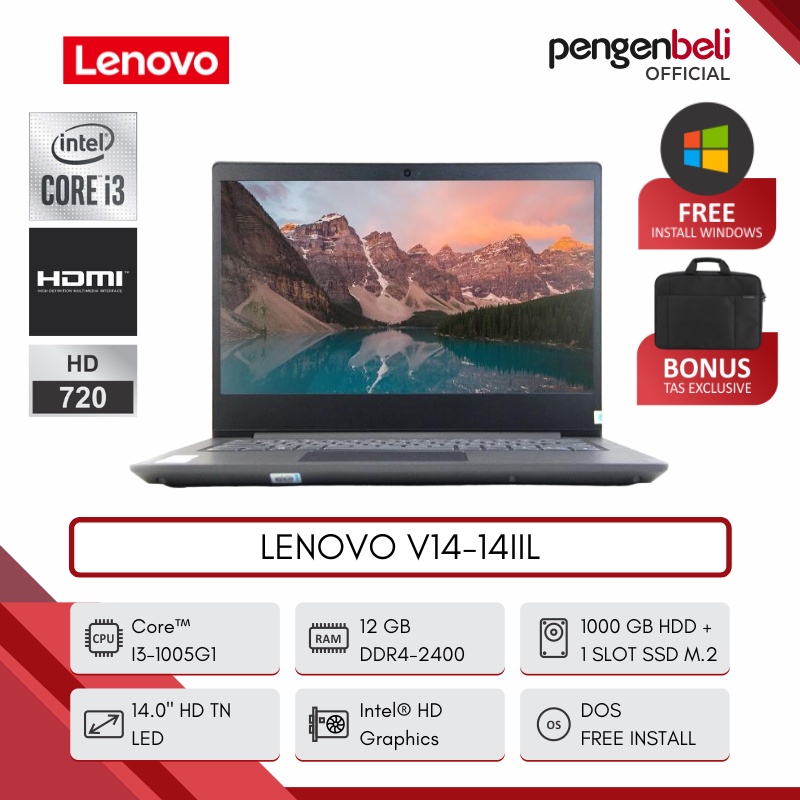 Jual LENOVO V14-14IIL [CORE I3 GEN 10 | RAM 12 GB | HDD 1 TB | INTEL HD GRAPHICS | 14" HD | IRON ...