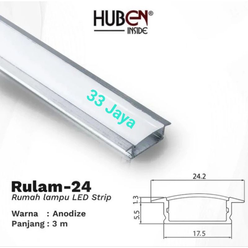 Jual List Rumah Lampu LED Strip Rulam-24 Almunium Acrylic Anodize n ...