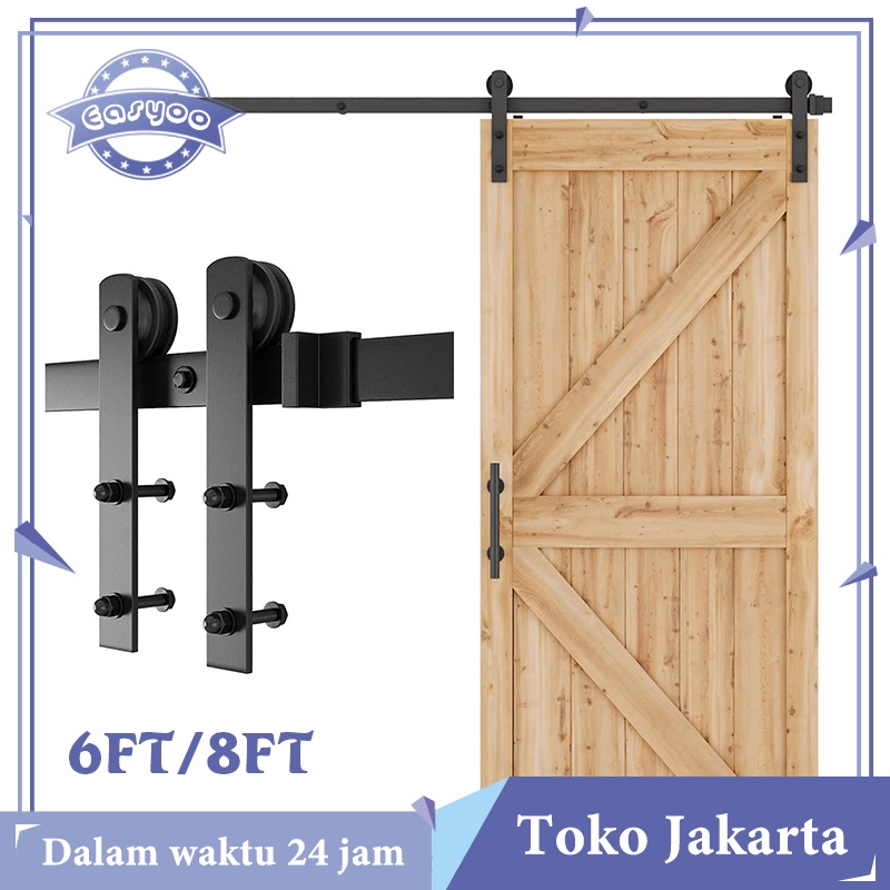 Jual 6FT/8FT Rel Pintu Geser Barn Door Baja Karbon Pedesaan Interior ...