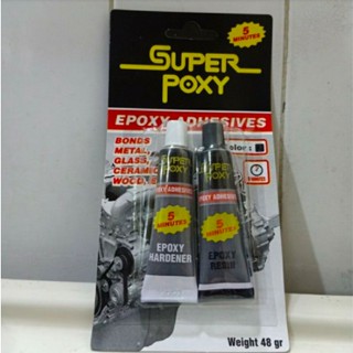 Jual SUPER POXY Lem Epoxy Adhesives 45 gr Gram Besi Baja Kayu Plastik ...