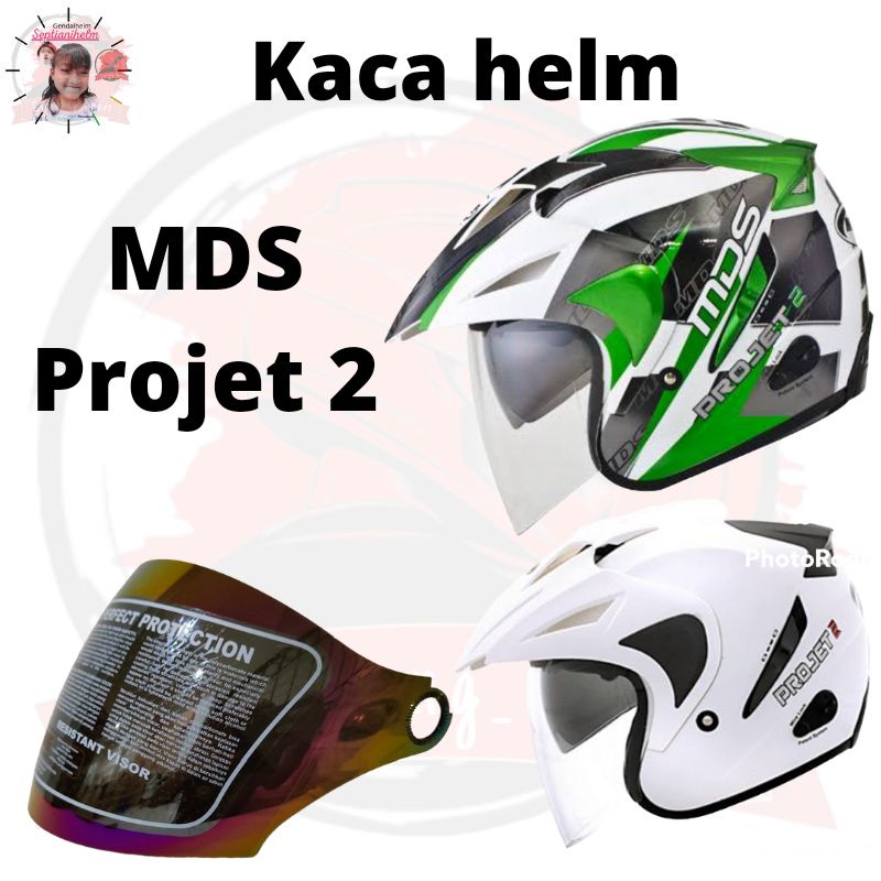 Jual kaca helm MDS projet2 Projet 2 polos / motif half face pelangi ...