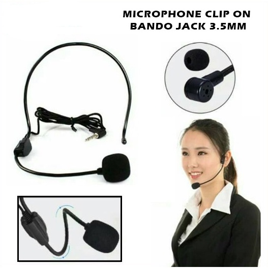 Jual Mic Bando Clip On 3.5Mm Microphone Headset Kabel Jack Zoom Meet ...