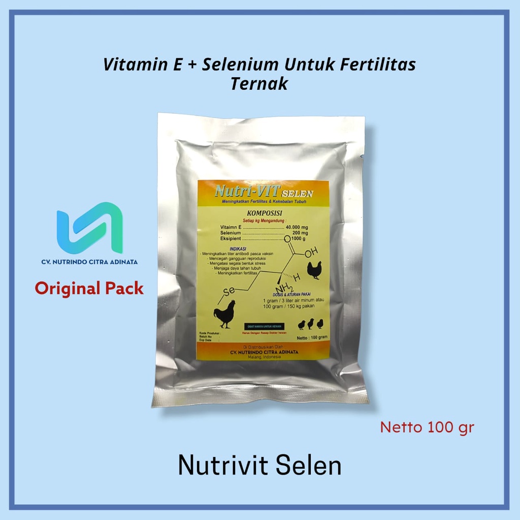 Jual Nutrivit Selen Vitamin E Selenium Untuk Kesuburan Ternak 100gram | Shopee Indonesia