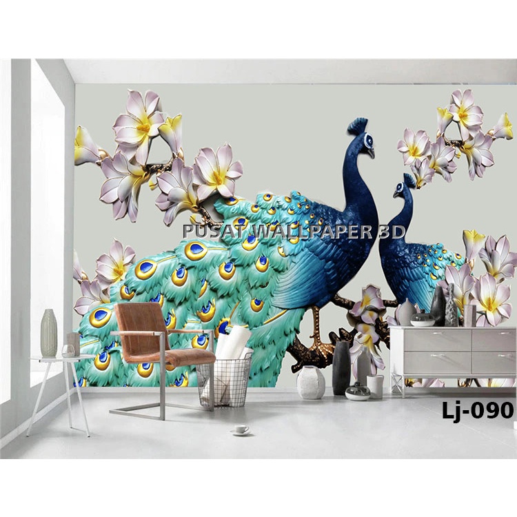 Jual Printing Wallpaper Pemandangan 3d Burung Merak | Shopee Indonesia