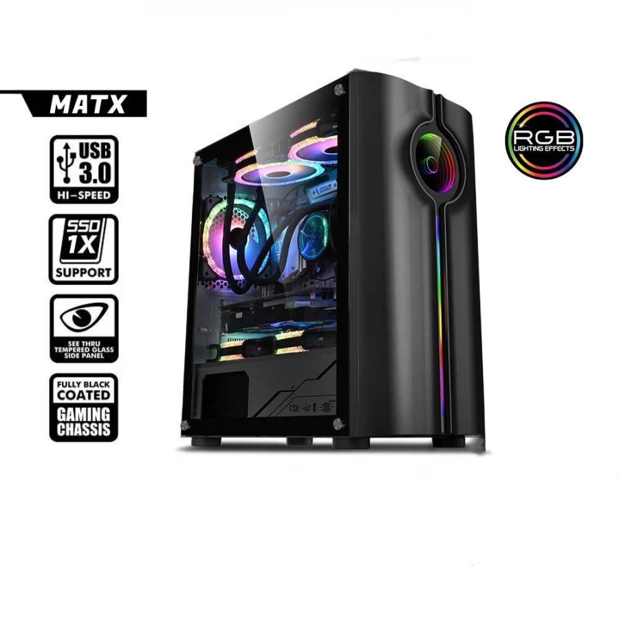 Jual Casing PC Armageddon TRON HOLO 3 Tempered Glass Casing Black ...