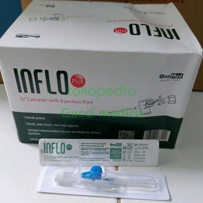 Jual inflo plus iv catheter aboket pakai sayap 22g 24g onemed isi 50pcs ...