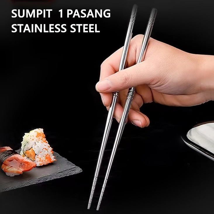 Jual SUMPIT BESI Sepasang / 2 pcs Sumpit Makan Stainless Steel | Shopee ...