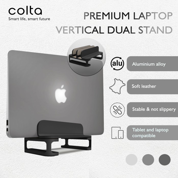 Jual Colta Aluminium Laptop Tablet Dual Vertical Stand Holder Premium ...
