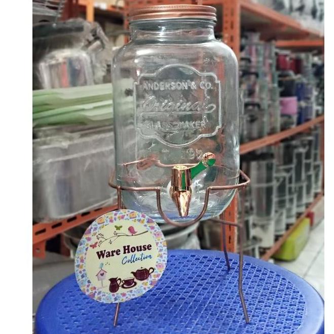 Jual Dispenser Toples Kaca Kran 4 Liter Dengan Dudukan/Glass Dispenser ...