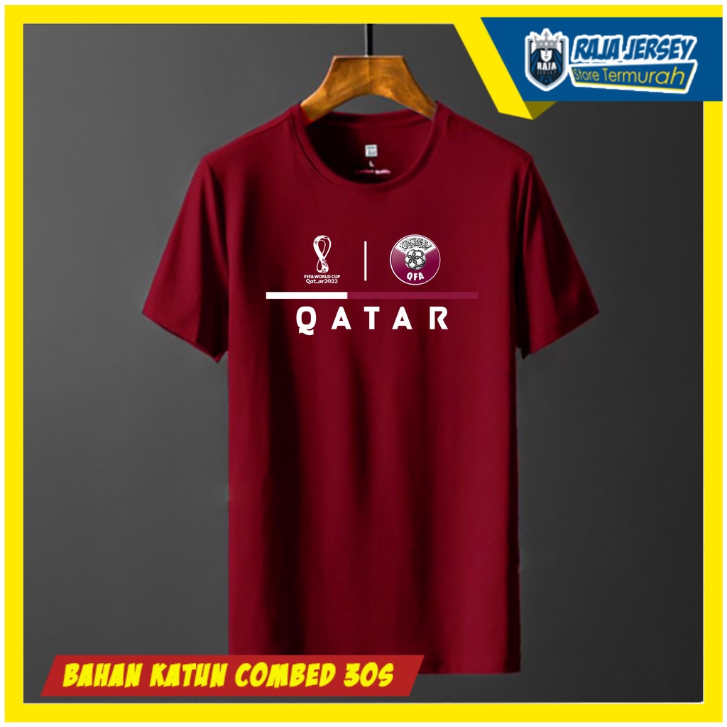 Jual T SHIRT KAOS BOLA QATAR PIALA DUNIA FIFA WORLD QATAR 2022 KATUN COMBED 30S | Shopee Indonesia