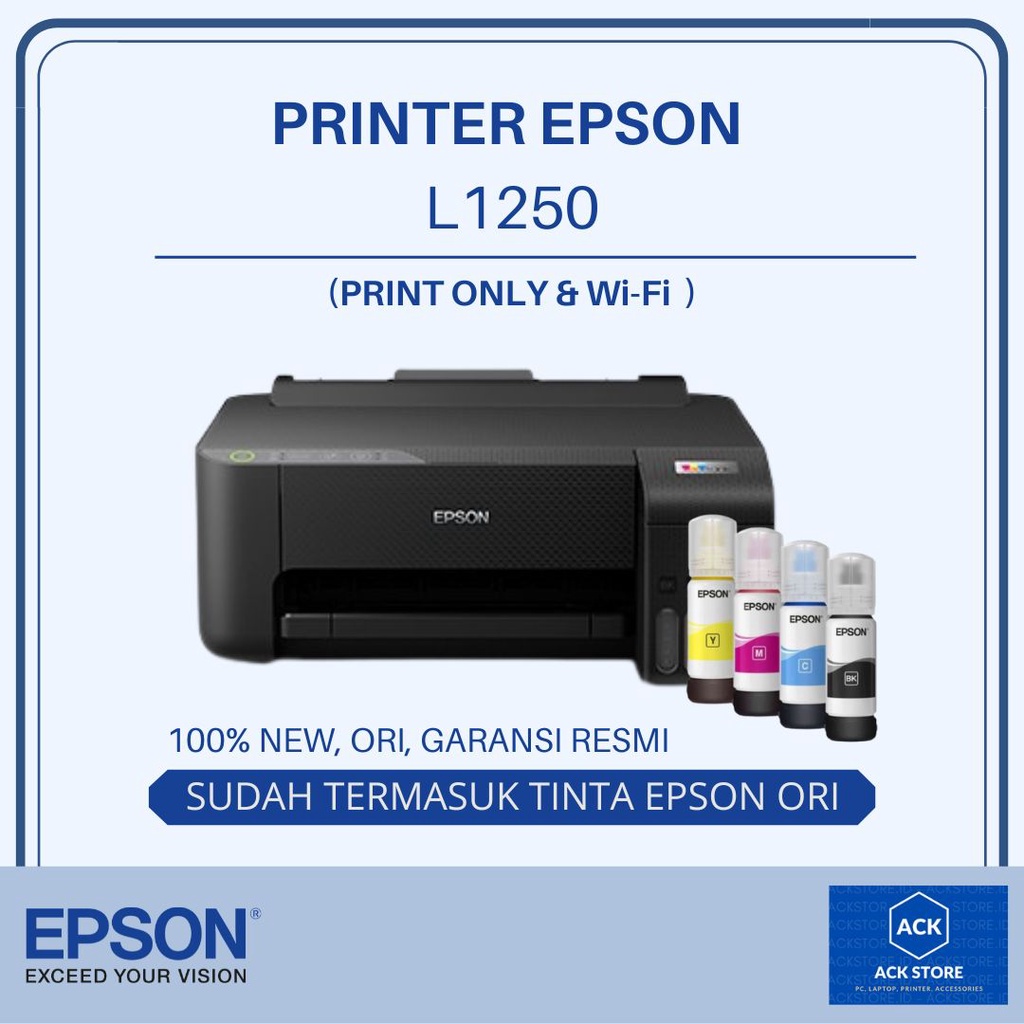 Jual Printer Epson EcoTank L1250 Print Only Wireless WiFi - Include Tinta Ori | Shopee Indonesia