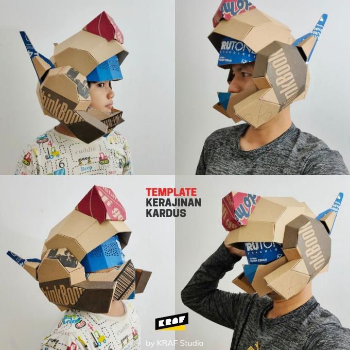 Jual Pola Kerajinan Kardus no.645: Helm Berbentuk Robot. Visor bisa ...
