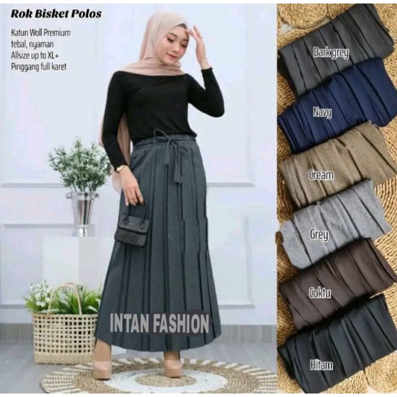 Jual Rok Kerja Rempel Wanita | Rok Plisket Semi Wol | Rok Terda Skirt ...
