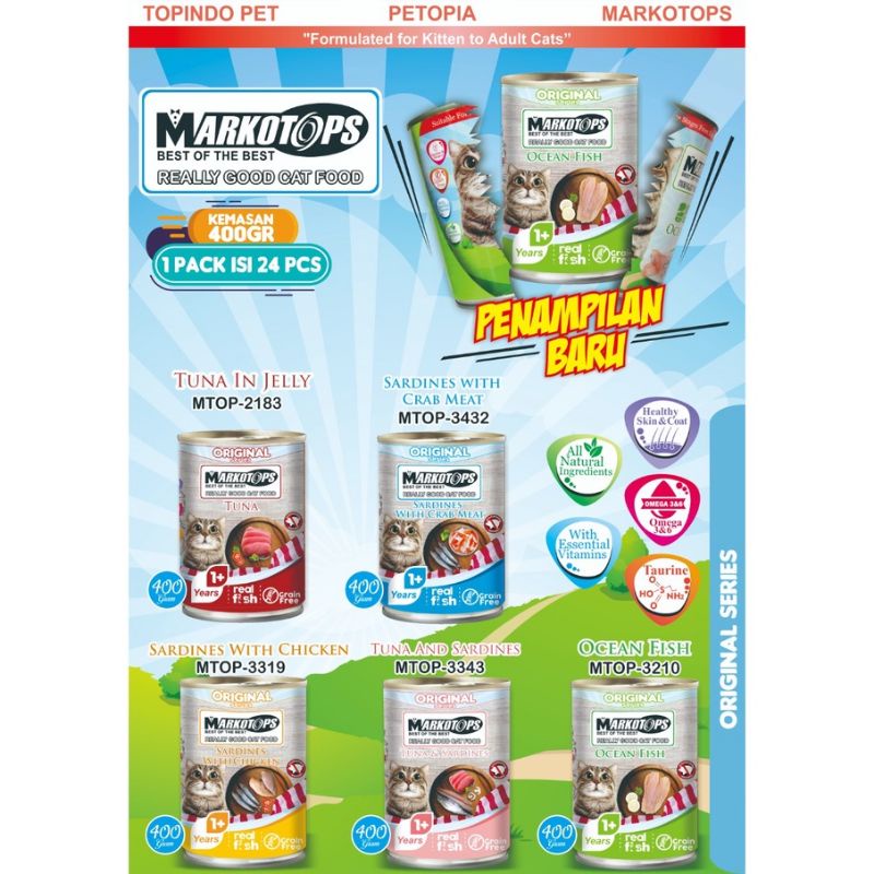 Jual MARKOTOPS KALENG ADULT 400GR makanan kucing basah | Shopee Indonesia