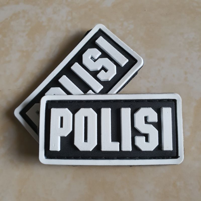 Jual patch rubber logo tulisan polisi kecil 6 x 2.5 - rubber patch logo ...