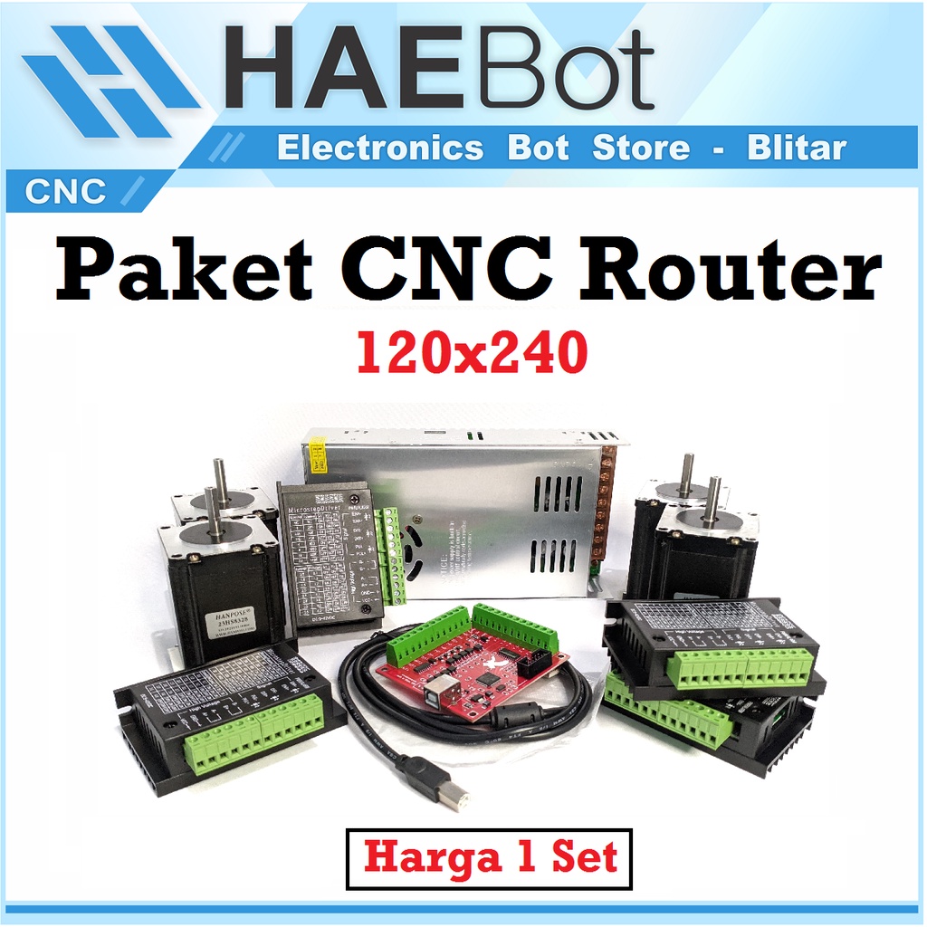 Jual [HAEBOT] Paket CNC Mach3 USB TB6600 Nema 23 PSU Full Triplek 4 ...