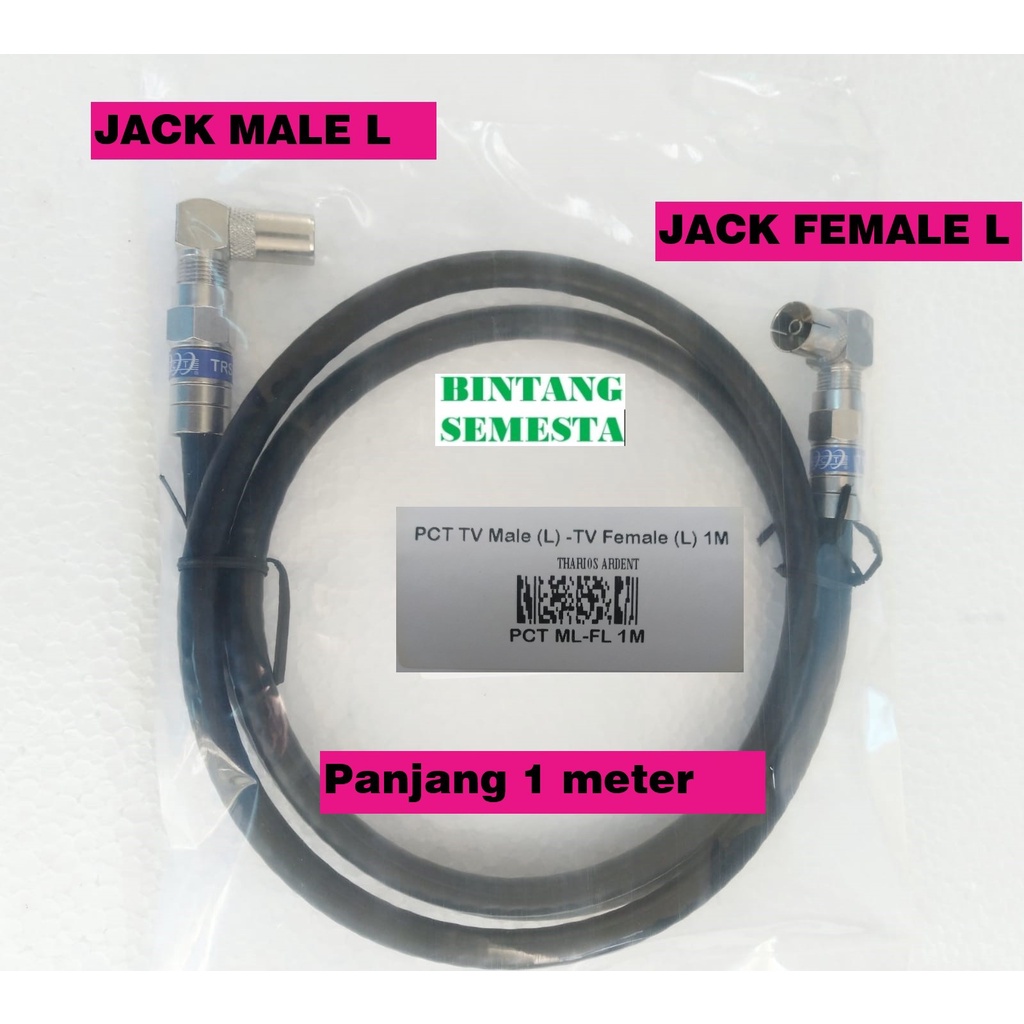 Jual kabel Antena TV 1 meter extention MALE L to FEMALE L PCT | Shopee Indonesia