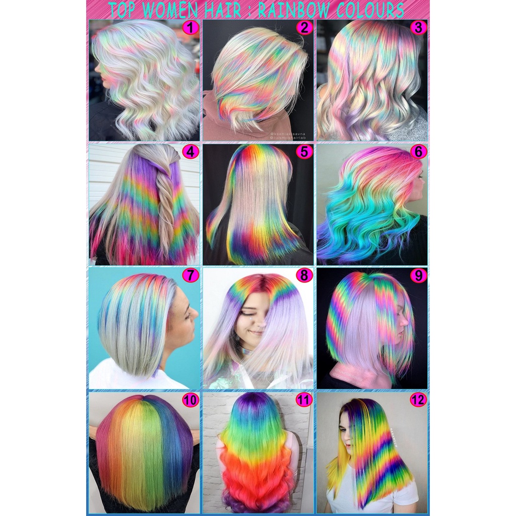 Jual Poster Warna Rambut Rainbow / Poster Salon Wanita | Shopee Indonesia