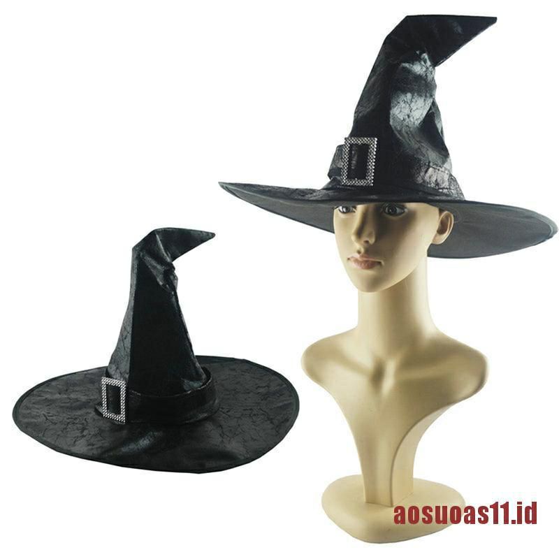 Jual Topi Penyihir Hitam Kulit Steeple Hat Witch Pesta Halloween ...