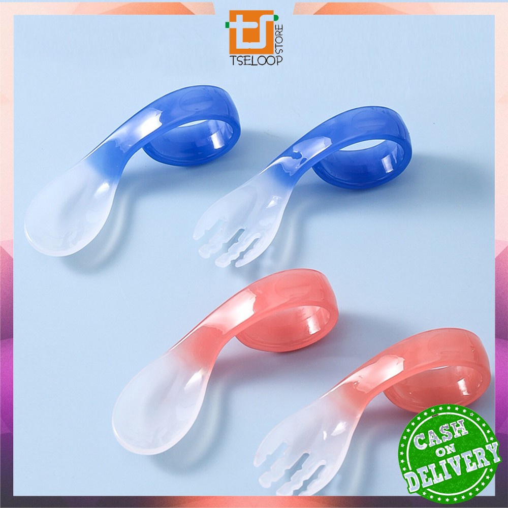 Jual OFM-C706 Sendok Garpu Makan Bayi Sensor Suhu Panas / Sendok Makan ...