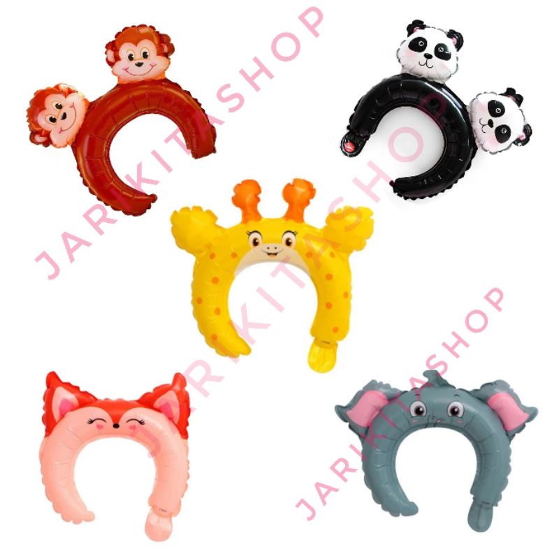 Jual BALON BANDO BONDU HEADBAND JERAPAH GAJAH MONYET RUBAH PANDA JUNGLE ...