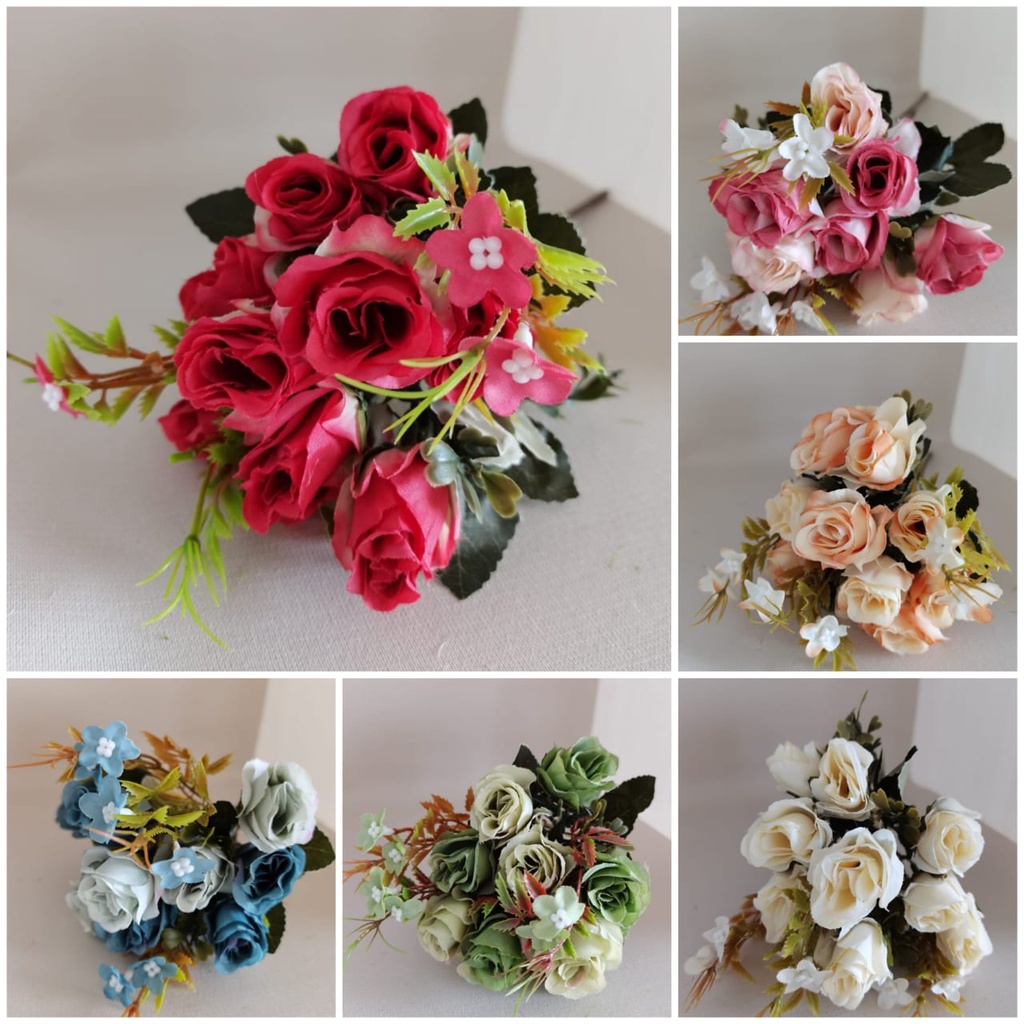 Jual Bunga plastik Mawar :) 5 tangkai 10 kuntum bunga hias dekorasi ...