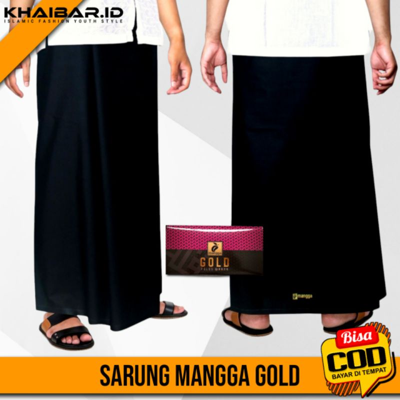 Jual SARUNG MANGGA GOLD HITAM POLOS NON TUMPAL SARUNG POLOS HITAM ...
