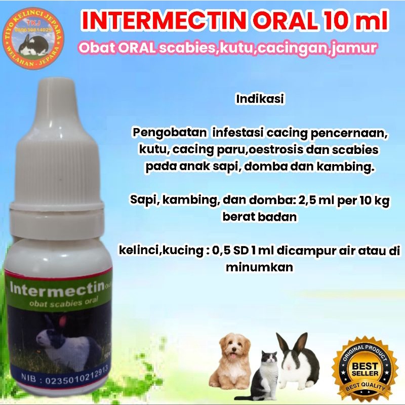 Jual intermectin oral 10 ml obat scabies,kutu,cacingan untuk hewan ...