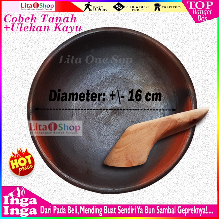 Jual Cobek Ulekan Set Tanah Liat - D16 - Ulekan Kayu | Shopee Indonesia