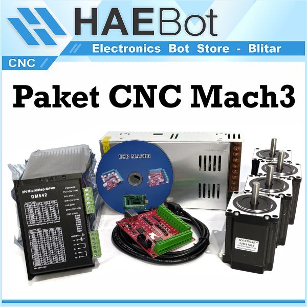Jual [HAEBOT] Paket CNC 4 Mach3 4Axis USB DM542 Nema 23 1.89Nm Stepper ...